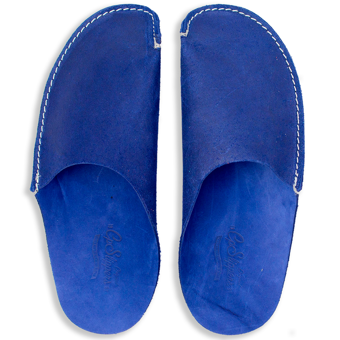 Blue Leather Slippers for Men and Women by CP Slippers Minimalist