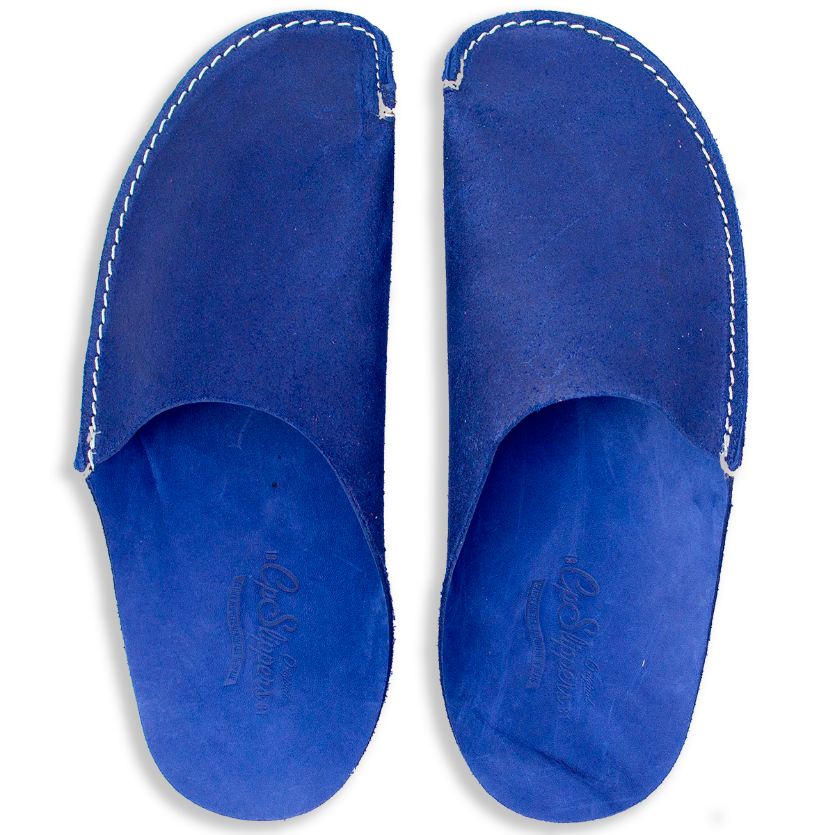 Blue Leather Slippers for Men and Women by CP Slippers Minimalist