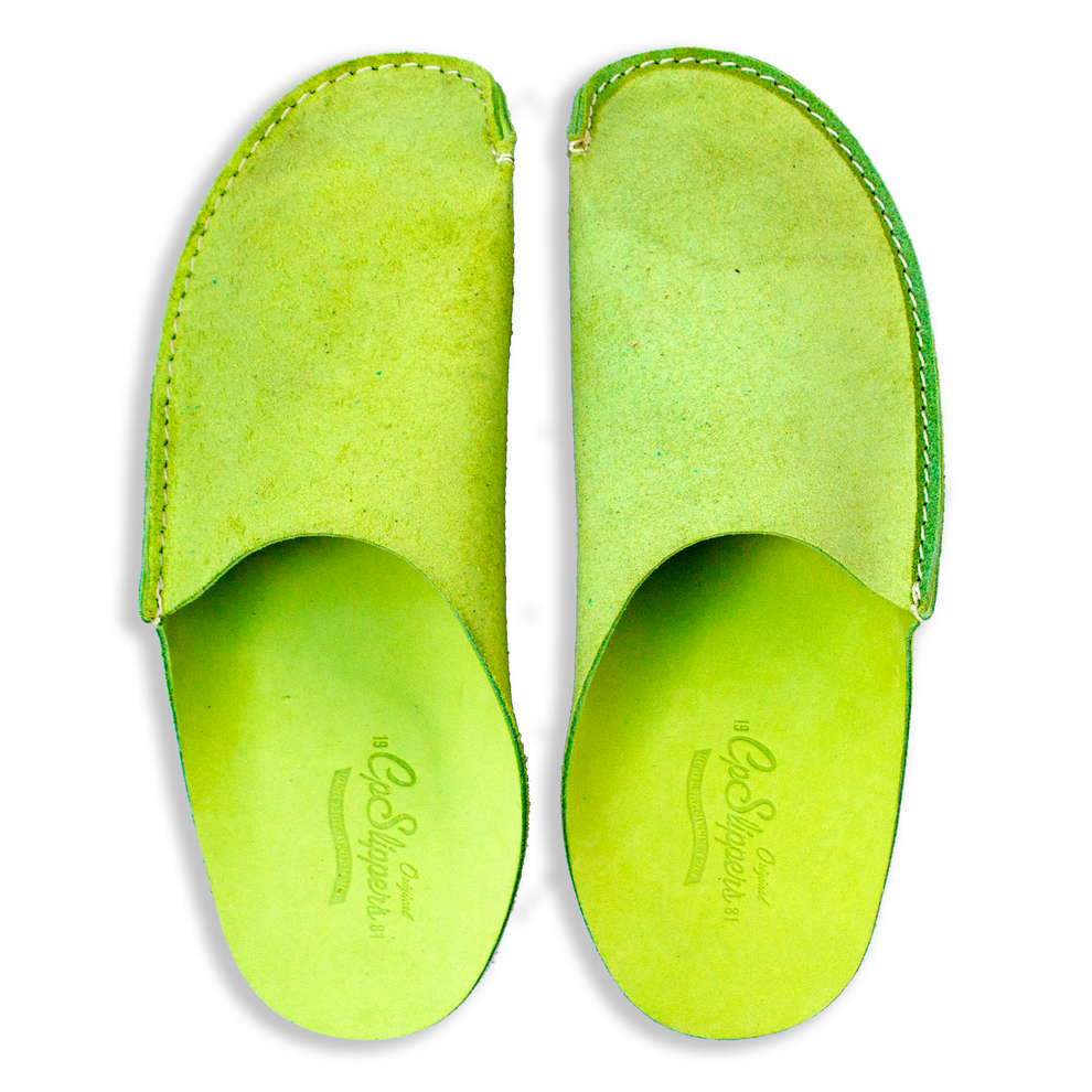 Green Leather Slipper for men and women by CP Slippers Minimalist