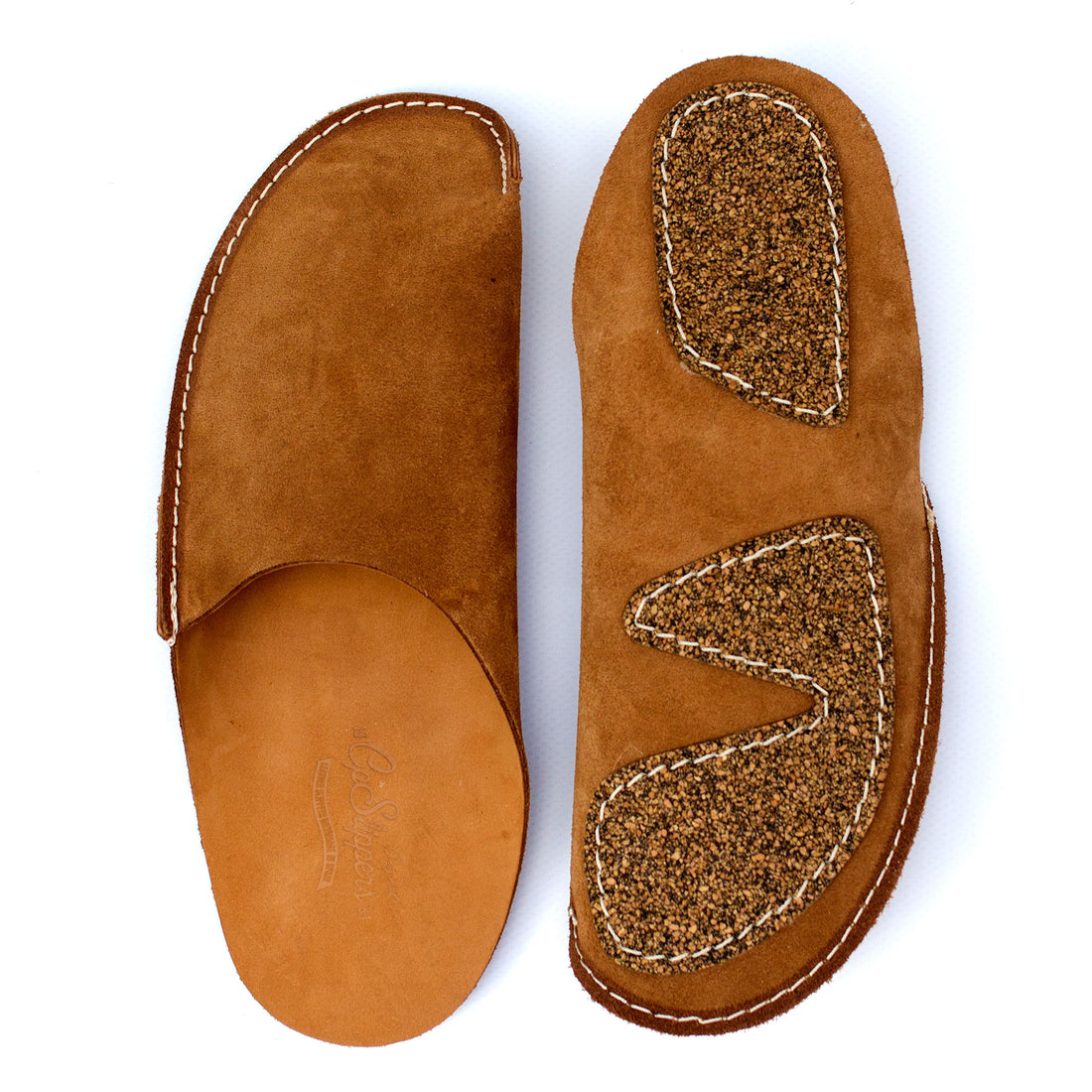 Tan Leather Slippers for men and women by CP Slippers Luxe