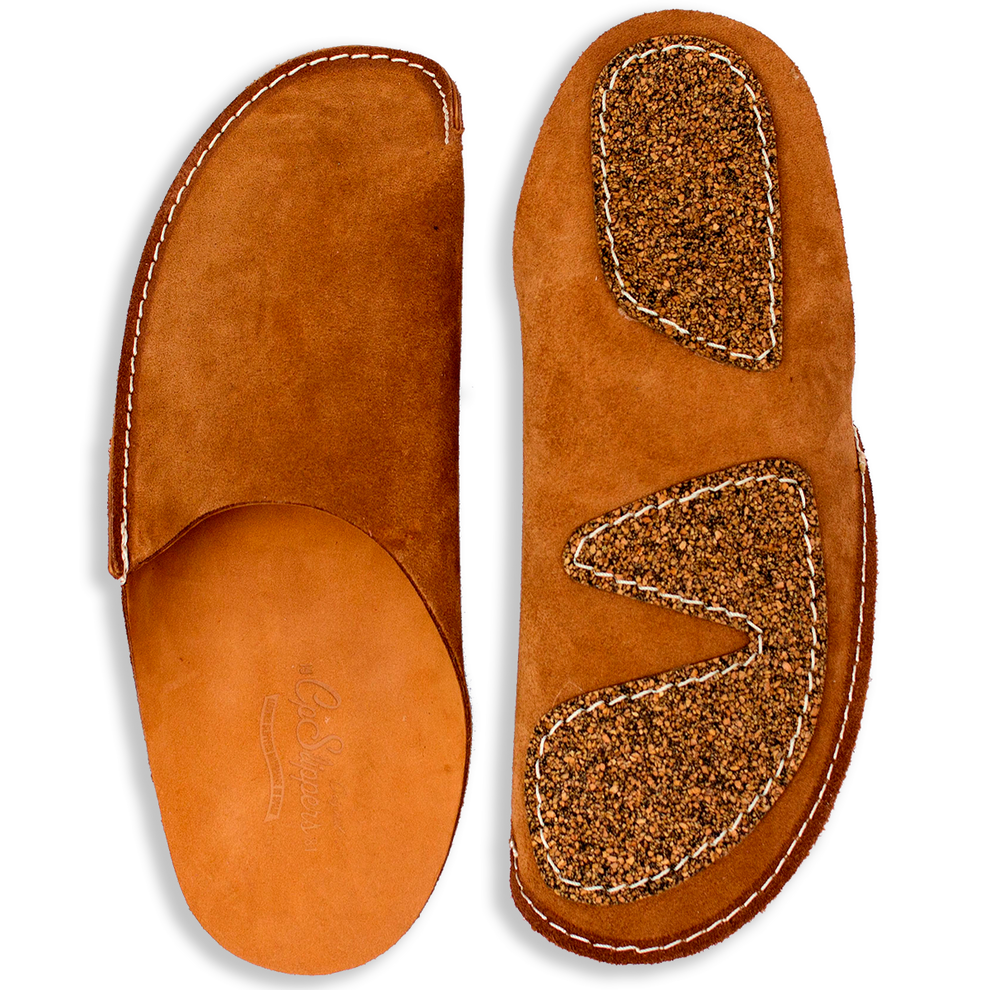 Tan Leather Slippers for men and women by CP Slippers Luxe